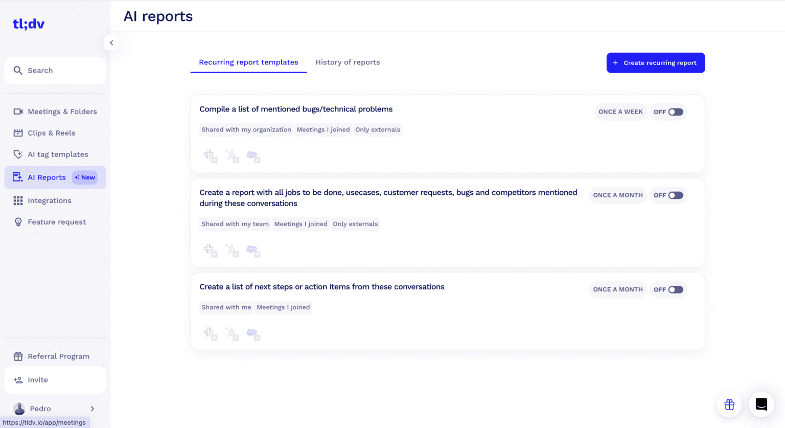 Introducing tl;dv's Recurring AI Reports - tl;dv